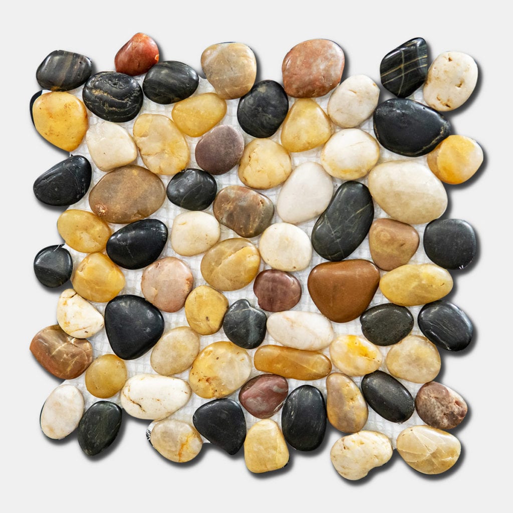 LAGUNA PEBBLE WHITE/BLACK/MAROON 12"x12" - Agate Tile & Stone