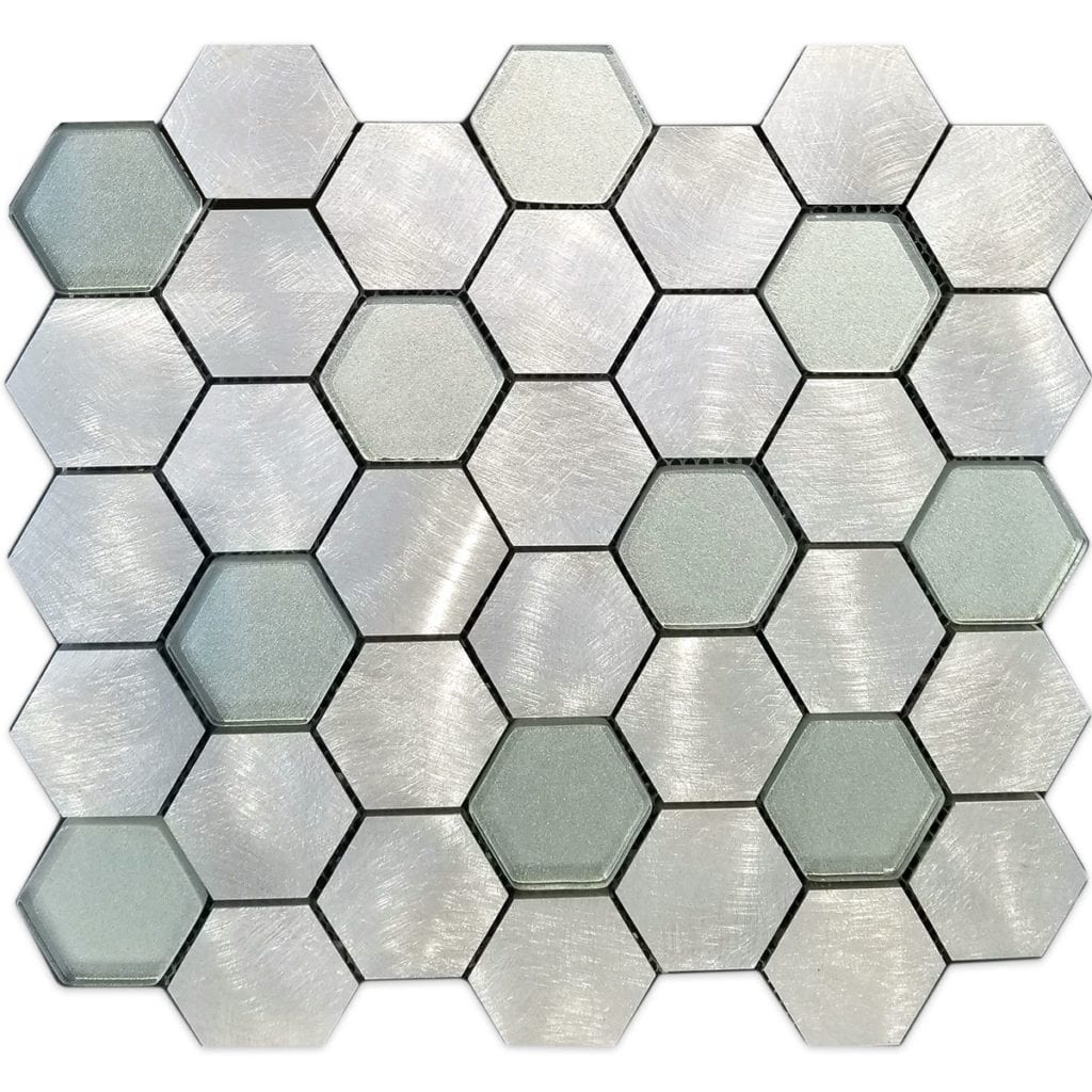 ALUM-HONEY CHROME BRUSH, GLASS 12"X12" - Agate Tile & Stone
