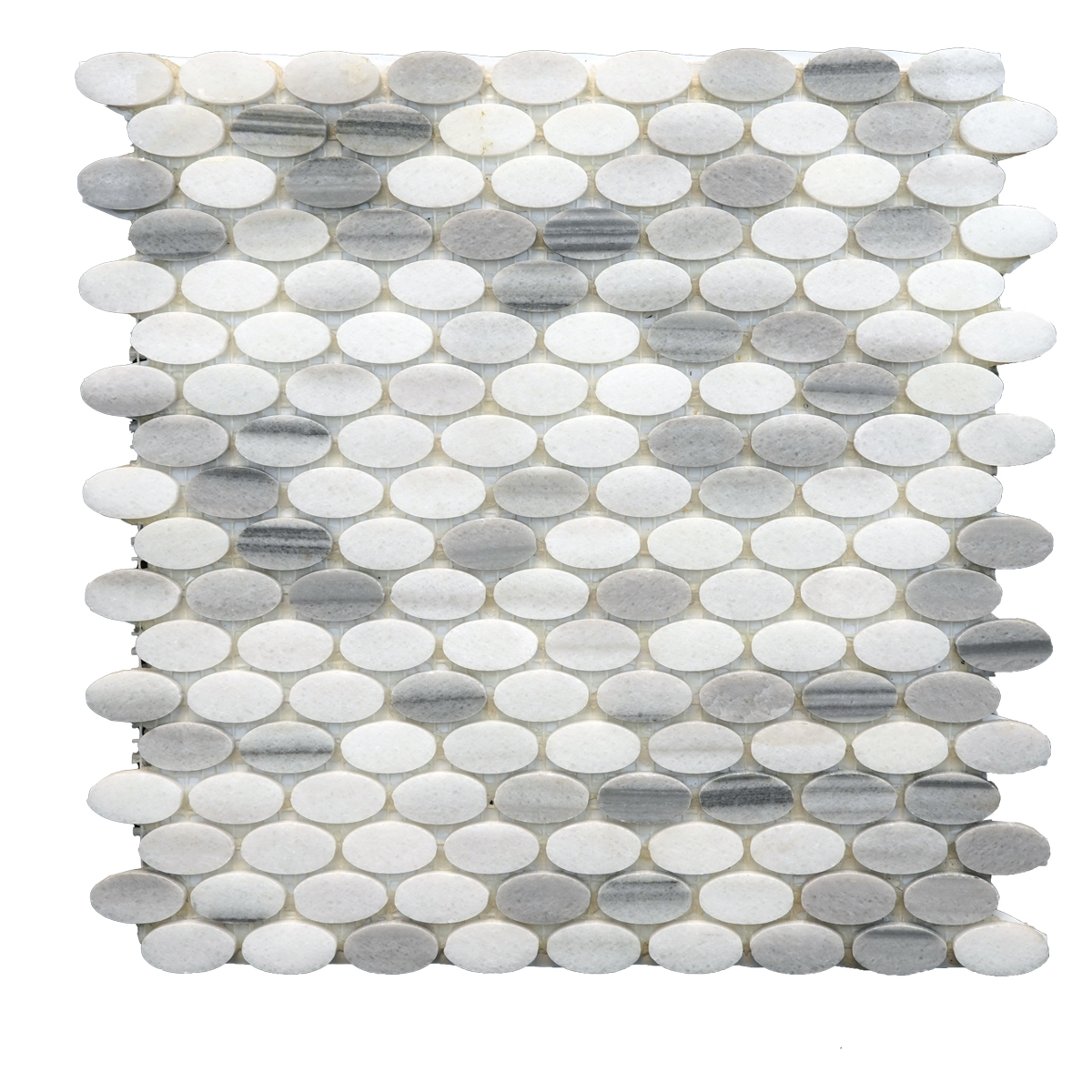 OVAL WHITE VOLKAS/CARRARA MARBLE 12"X12" - Agate Tile & Stone