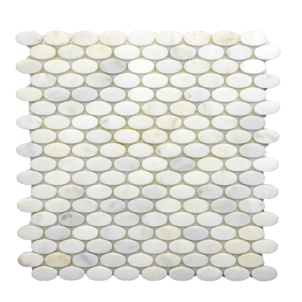 OVAL WHITE VOLKAS/PURE WHITE MARBLE 12"X12" - Agate Tile & Stone