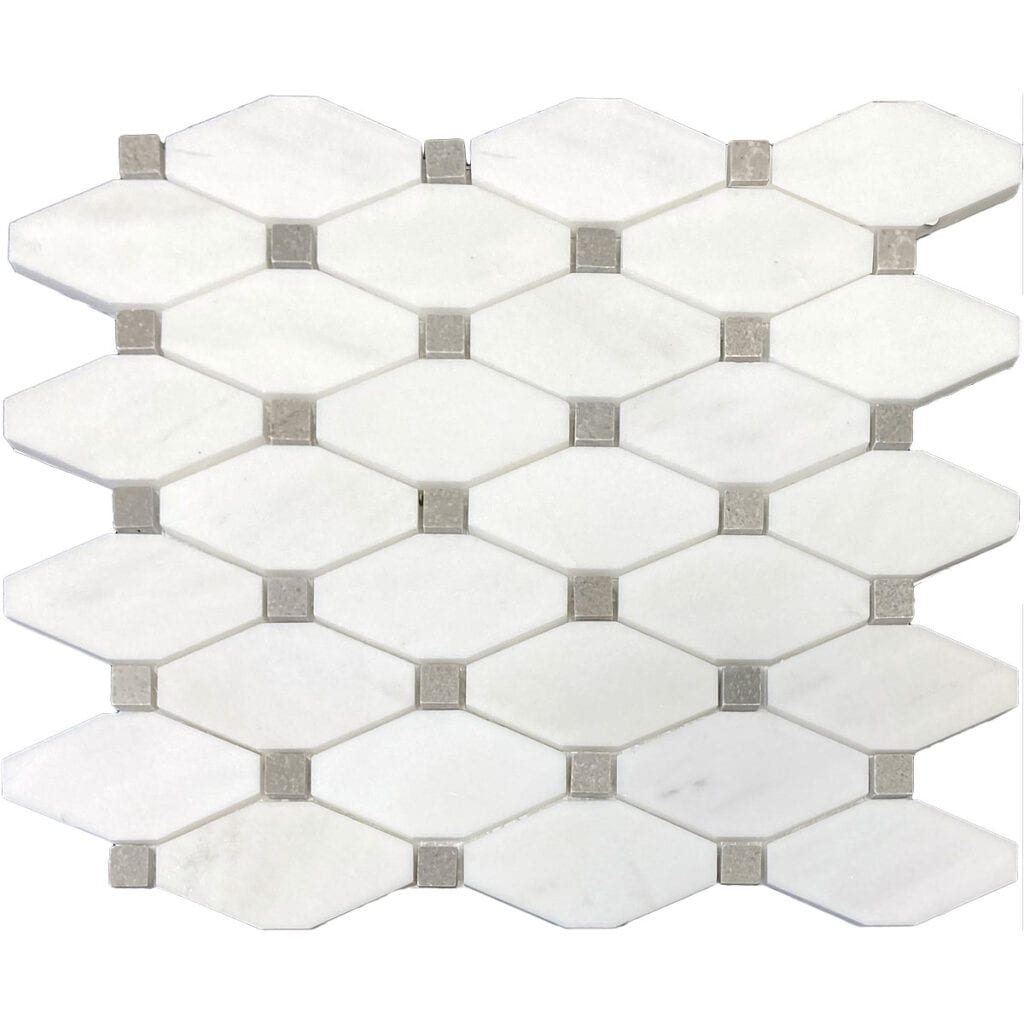 RHOMBUS WHITE/LIGHT GREY 12"X12" - Agate Tile & Stone