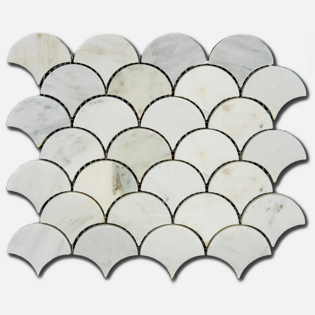 DRAGON SCALE WHITE CARARRA 12"X12" - Agate Tile & Stone