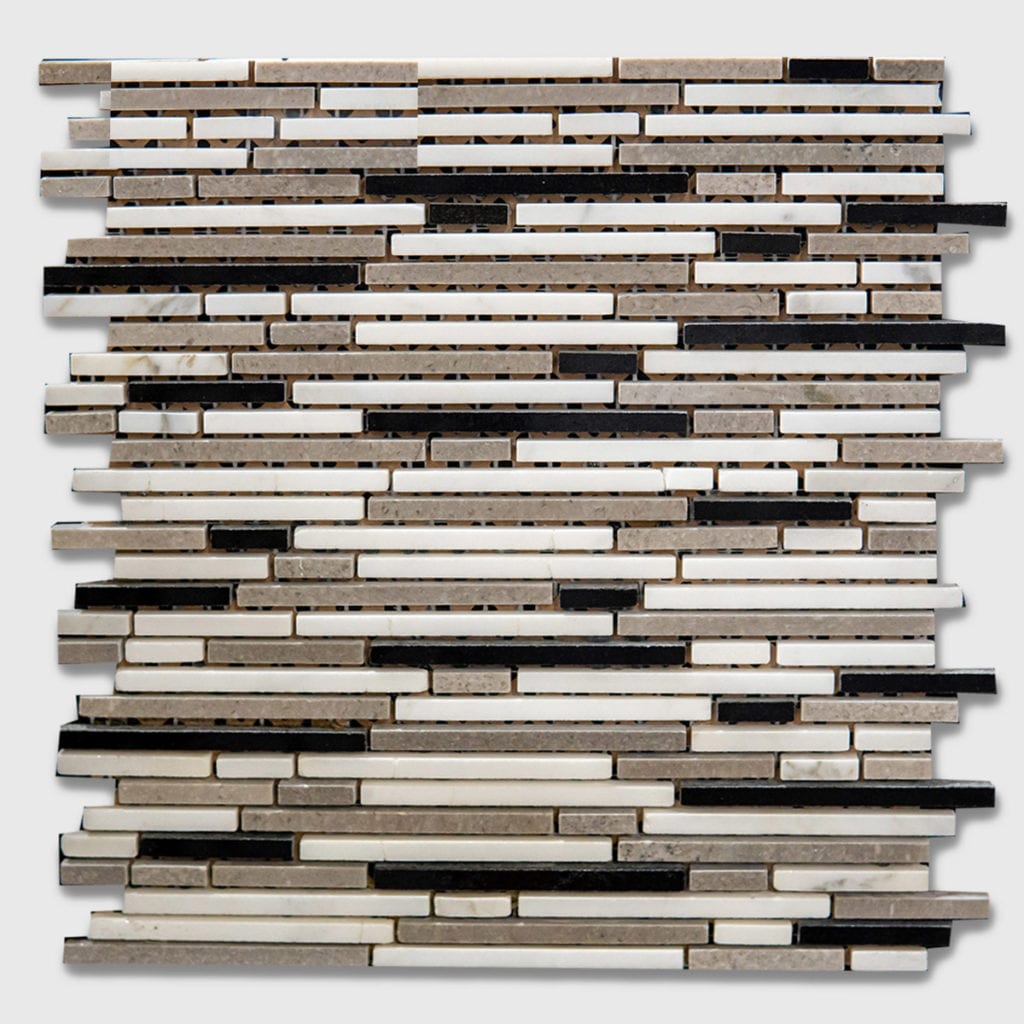 RIBBON STONE WHITE/GREY/BLACK 12"X12" - Agate Tile & Stone