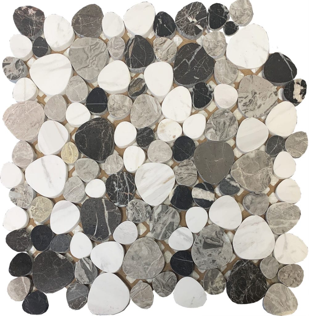 DECAGON WHITE/WOODGREY/BLACK MARBLE 12"X12" - Agate Tile & Stone