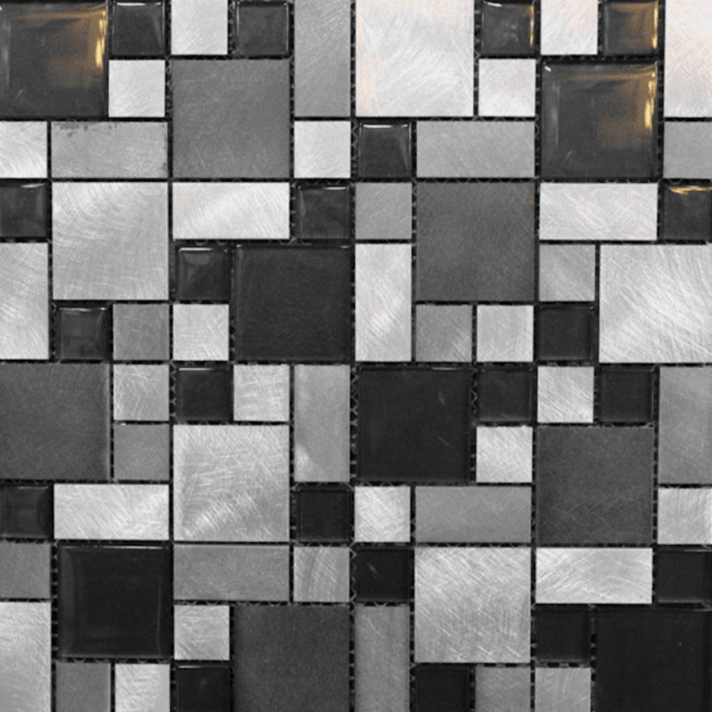 ALUMNART STEEL/BLACK/CHROME 12"X12" - Agate Tile & Stone