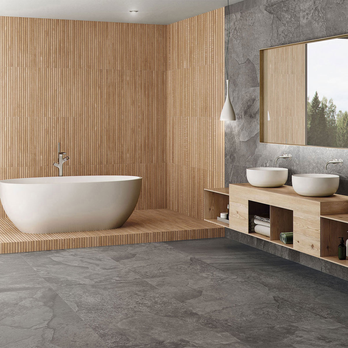 ARTWOOD RIBBON BLACK 24"X48" - Agate Tile & Stone